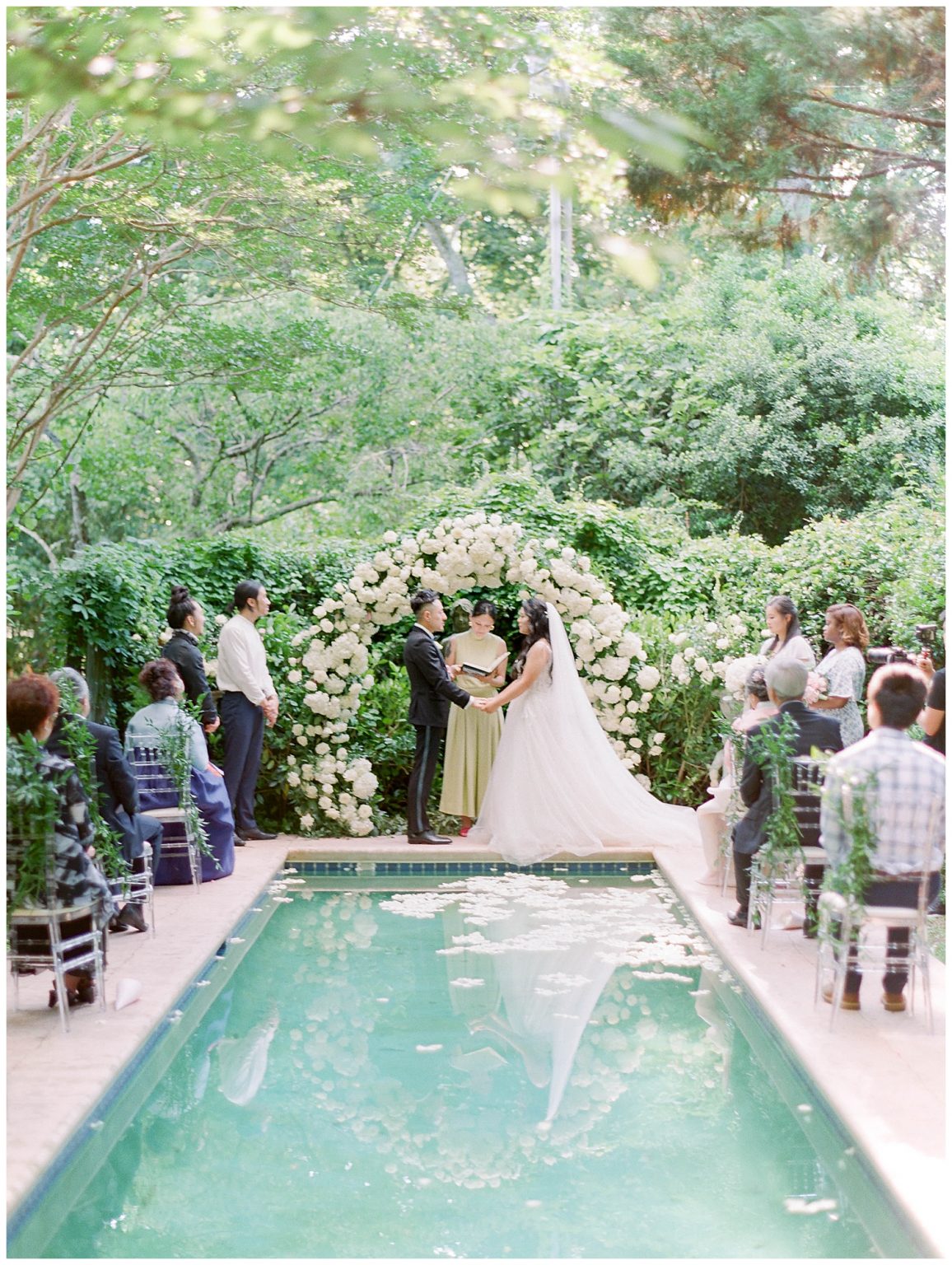 Intimate Garden Wedding with a Pool Splash – The White Wren